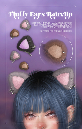 Second Life Marketplace - + Villena + Fluffy Ears Hairclip